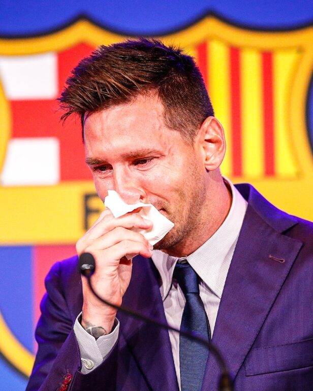 Tissue used by Lionel Messi during his Barcelona farewell is being sold ...