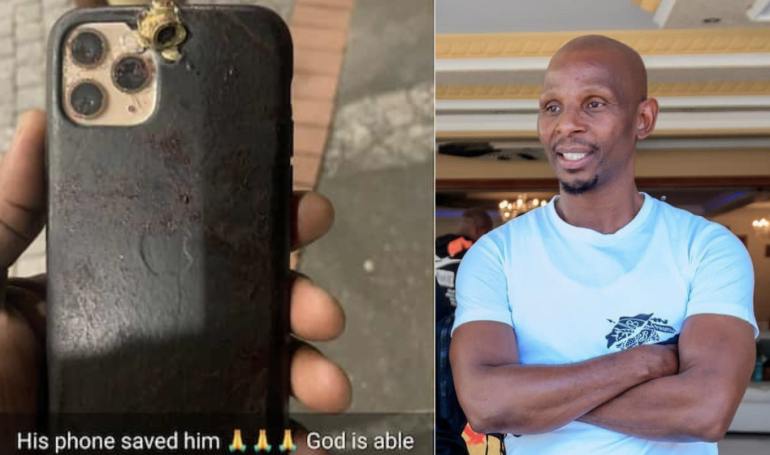 Max's Lifestyle owner Max Mqadi’s cellphone saved his life