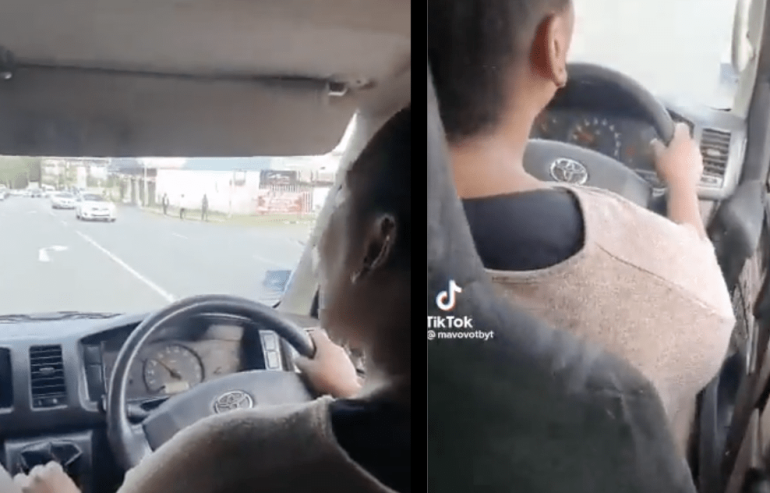 WATCH: Lady passenger takes over driving a taxi after the driver was speeding