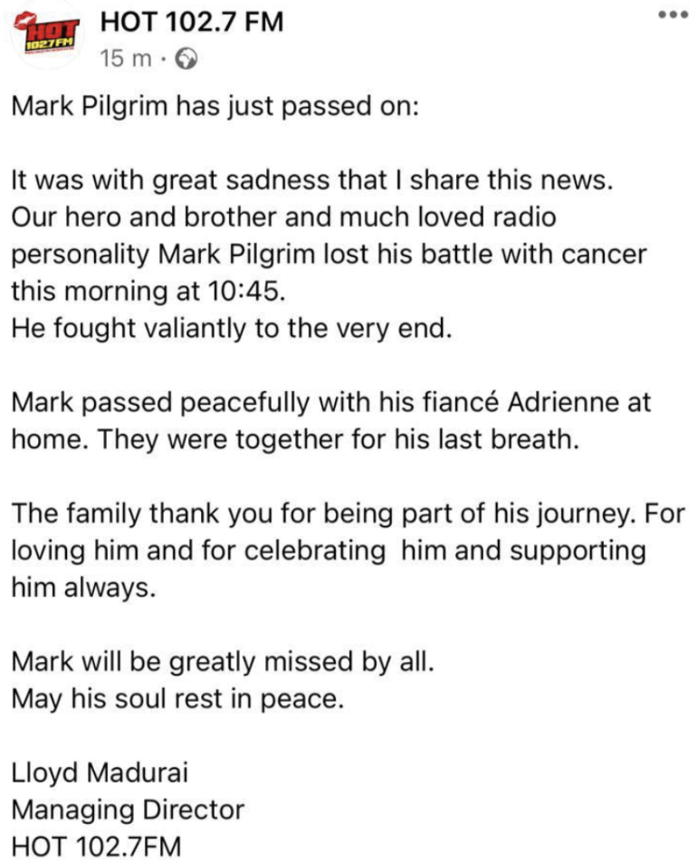 Veteran radio personality Mark Pilgrim has died - KAYA 959
