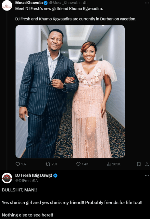 DJ Fresh shuts down gossip he has a new woman on his side