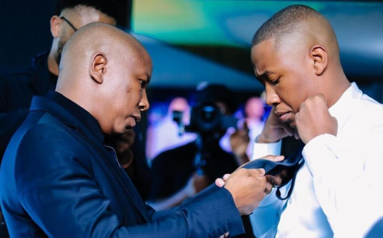 Julius Malema helps his son prepare for matric dance