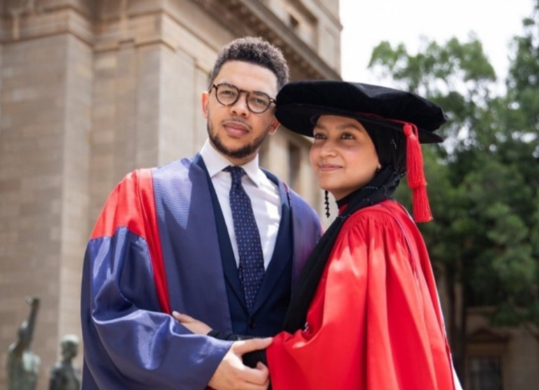 Sizwe Mpofu-Welsh's wife Dr. Sumaya Hendricks receives her PhD