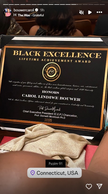 Carol Bouwer awarded honorary doctorate in the United States