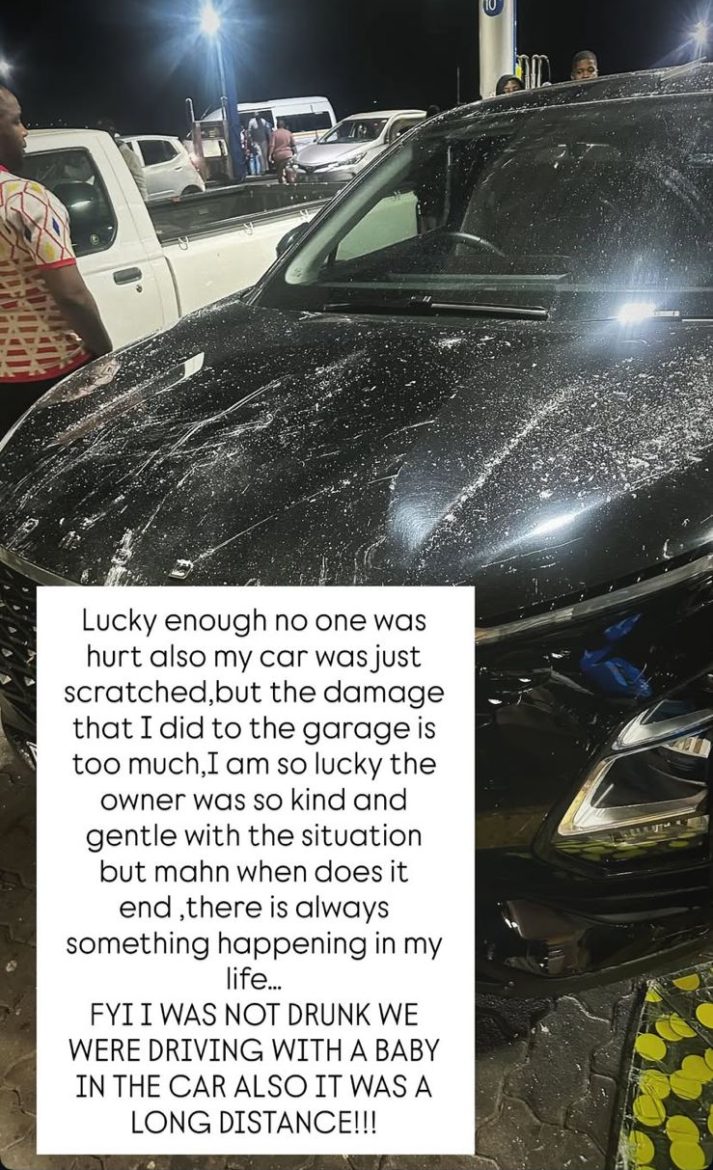 Cindy Makhathini crashes into Sasol garage: 'I’m grateful no one was hurt'